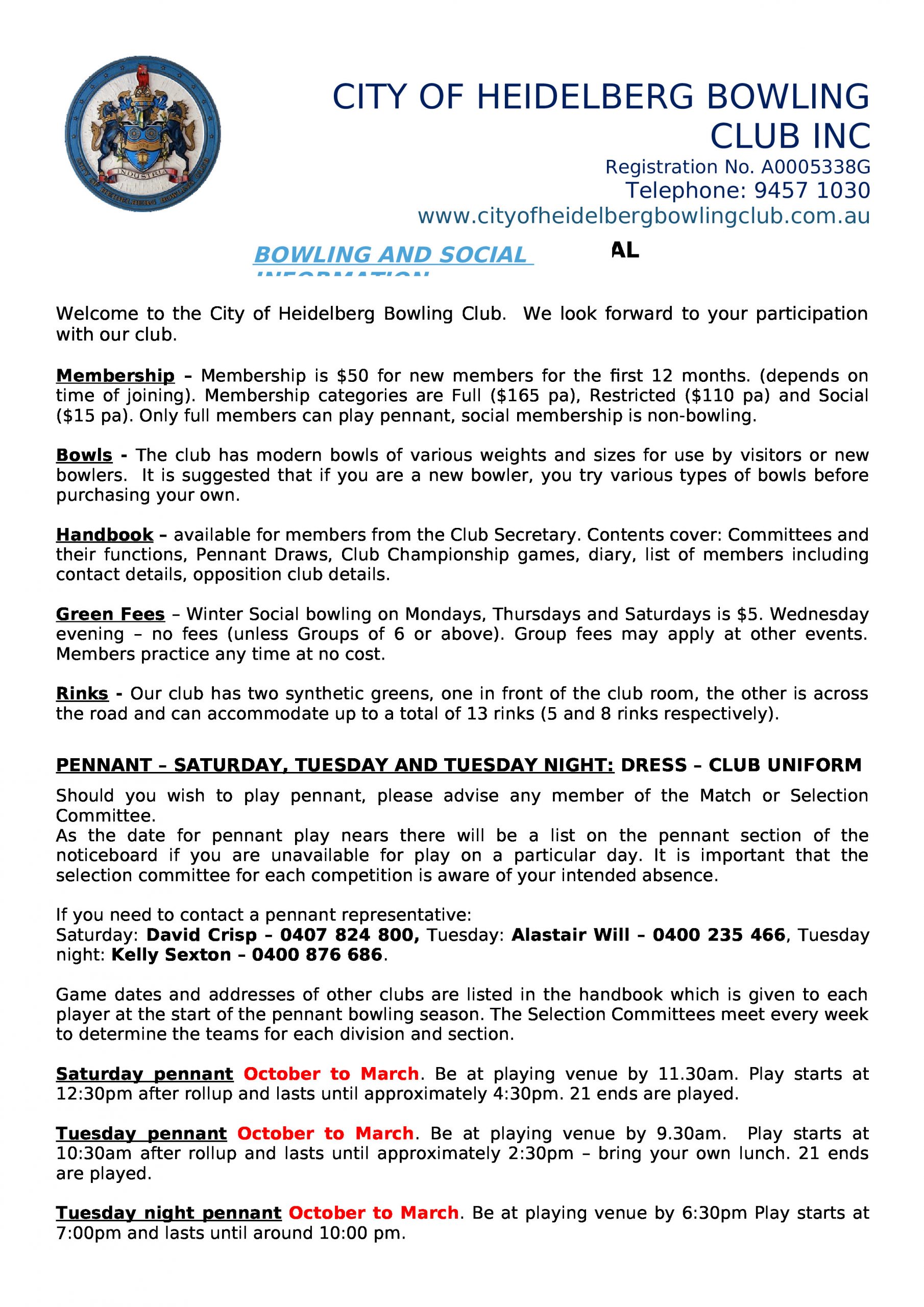 Membership + Application Form – City of Heidelberg Bowling Club